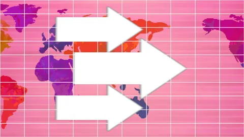 Animation of white arrows moving over wo... | Stock Video | Pond5