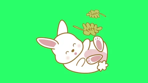 Animation white cute rabbit on green scr... | Stock Video | Pond5