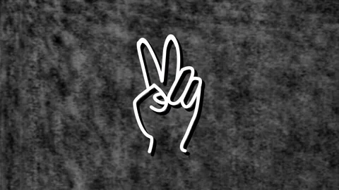 Animation of white neon peace sign hand,... | Stock Video | Pond5