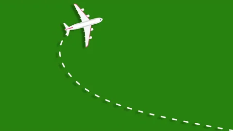 animation with white plane flying on gre... | Stock Video | Pond5