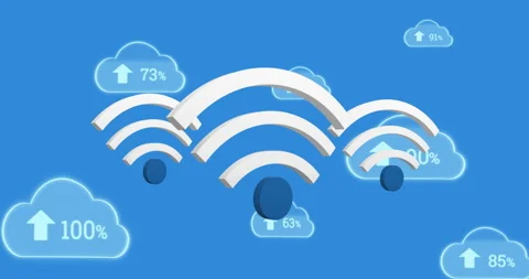 Animation of wifi icons and digital clou... | Stock Video | Pond5