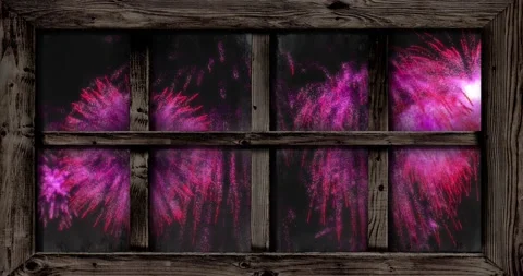 Animation of window with pink christmas ... | Stock Video | Pond5