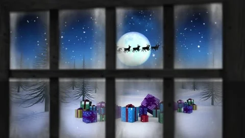 Animation of window view and christmas d... | Stock Video | Pond5