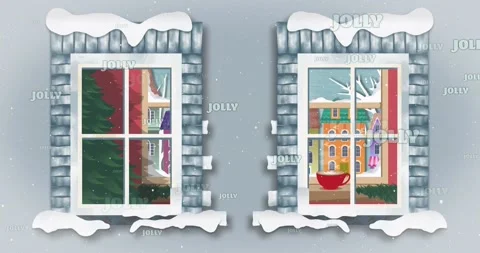 Animation of windows with christmas wint... | Stock Video | Pond5