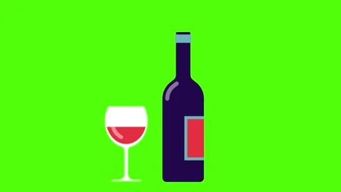 Animation of a wine bottle and a glass o... | Stock Video | Pond5