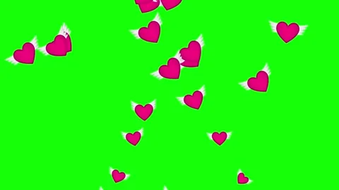Animation of winged hearts flying on a g... | Stock Video | Pond5