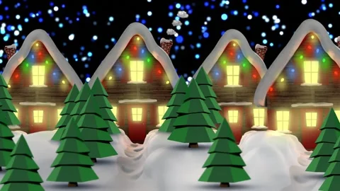 Animation of winter scenery with decorat... | Stock Video | Pond5