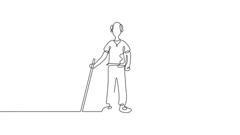 animation of woman help blind man walk o... | Stock Video | Pond5