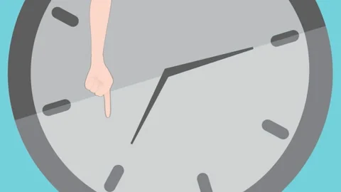 Animation of woman talking over clock ic... | Stock Video | Pond5