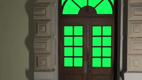 animation - wooden door on green screen,... | Stock Video | Pond5