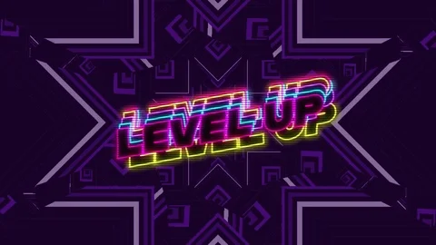 Animation of the word Level Up on video ... | Stock Video | Pond5