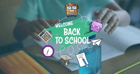Animation of words welcome back to schoo... | Stock Video | Pond5