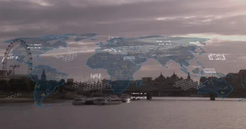 Animation of world map and data processi... | Stock Video | Pond5