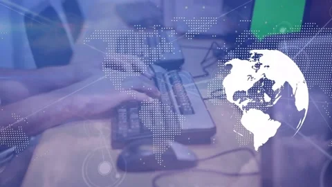 Animation of world map and globe over ha... | Stock Video | Pond5