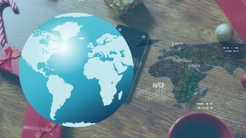 Animation of world map and globe over sm... | Stock Video | Pond5