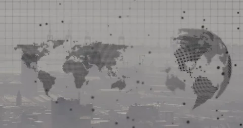 Animation of world map and spinning glob... | Stock Video | Pond5