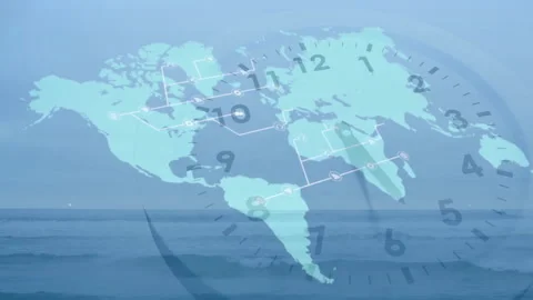 Animation of world map with clock and ne... | Stock Video | Pond5