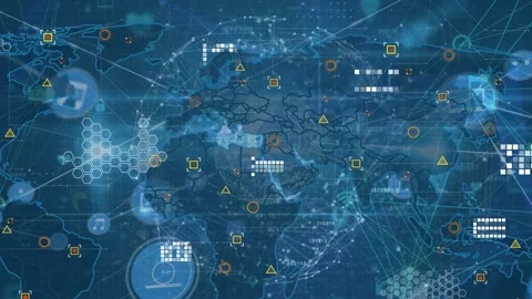 Animation of world map, connections, glo... | Stock Video | Pond5