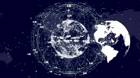 Animation of world map, globe and connec... | Stock Video | Pond5