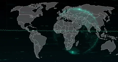 Animation of world map, graphs and globe... | Stock Video | Pond5