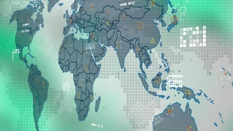Animation of world map on green backgrou... | Stock Video | Pond5
