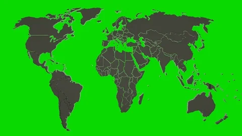 Animation of a world map on green screen... | Stock Video | Pond5