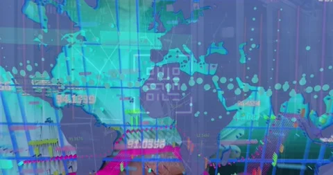 Animation of world map over blue backgro... | Stock Video | Pond5