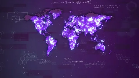 Animation of the world map over formulas... | Stock Video | Pond5