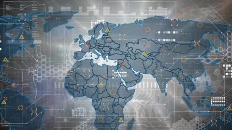Animation of world map over interface wi... | Stock Video | Pond5