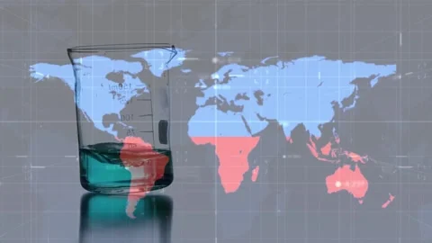 Animation of world map over measuring cu... | Stock Video | Pond5