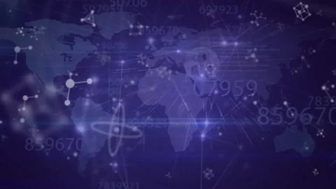 Animation of world map over network of c... | Stock Video | Pond5