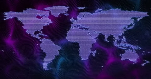 Animation of world map over purple shape... | Stock Video | Pond5