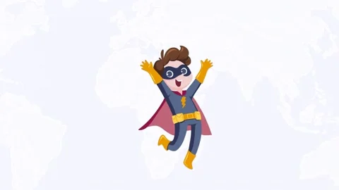 Animation of world map over superhero bo... | Stock Video | Pond5