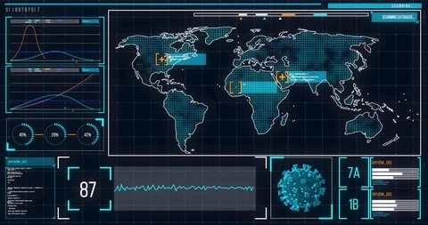 Animation of the world map on a screen w... | Stock Video | Pond5