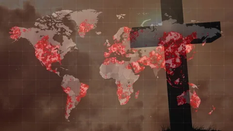 In animation, world map showing red area... | Stock Video | Pond5