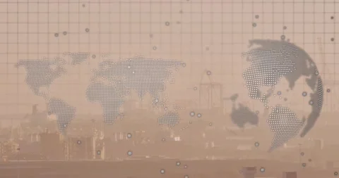 Animation of world map, spinning globe a... | Stock Video | Pond5