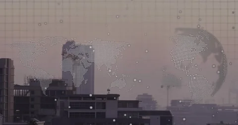 Animation of world map, spinning globe a... | Stock Video | Pond5