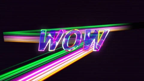 Animation of wow text in glowing pink le... | Stock Video | Pond5