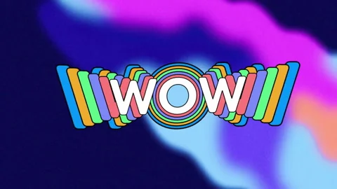 Animation of wow text over colourful sha... | Stock Video | Pond5