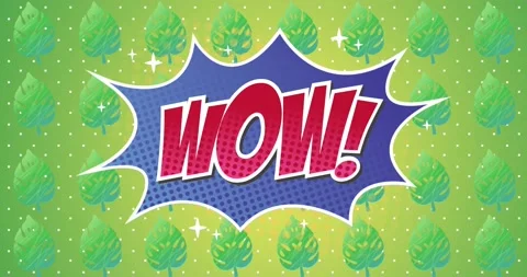 Animation of wow text over leaves icons ... | Stock Video | Pond5