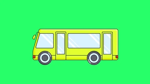 Animation yellow bus on green screen. | Stock Video | Pond5