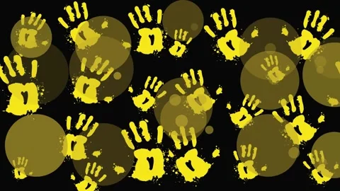 Animation of yellow hand prints and dots... | Stock Video | Pond5