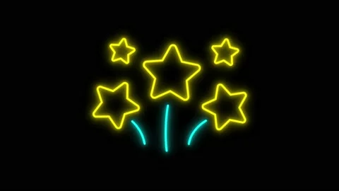 Animation yellow neon light star shape o... | Stock Video | Pond5