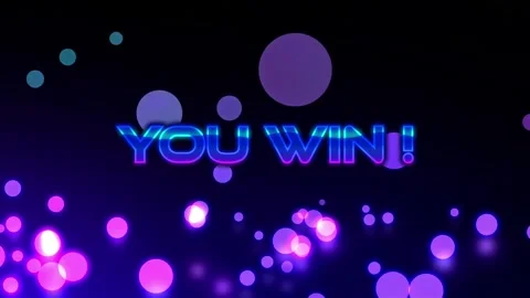 Animation of you win neon text over spot... | Stock Video | Pond5