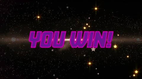 Animation of you win text and stars on b... | Stock Video | Pond5