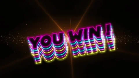 Animation of you win text and light spot... | Stock Video | Pond5