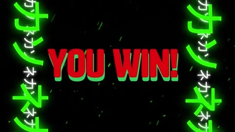 Animation of you win text banner over ne... | Stock Video | Pond5