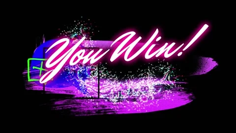 Animation of you win text over shapes on... | Stock Video | Pond5