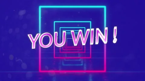Animation of you win text over neon shap... | Stock Video | Pond5