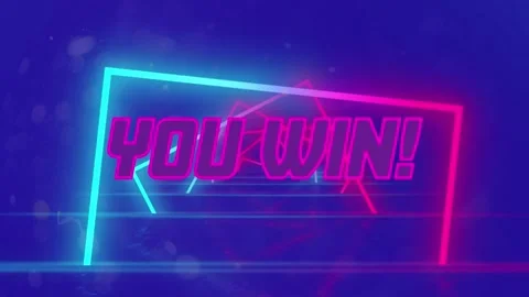 Animation of you win text over neon shap... | Stock Video | Pond5